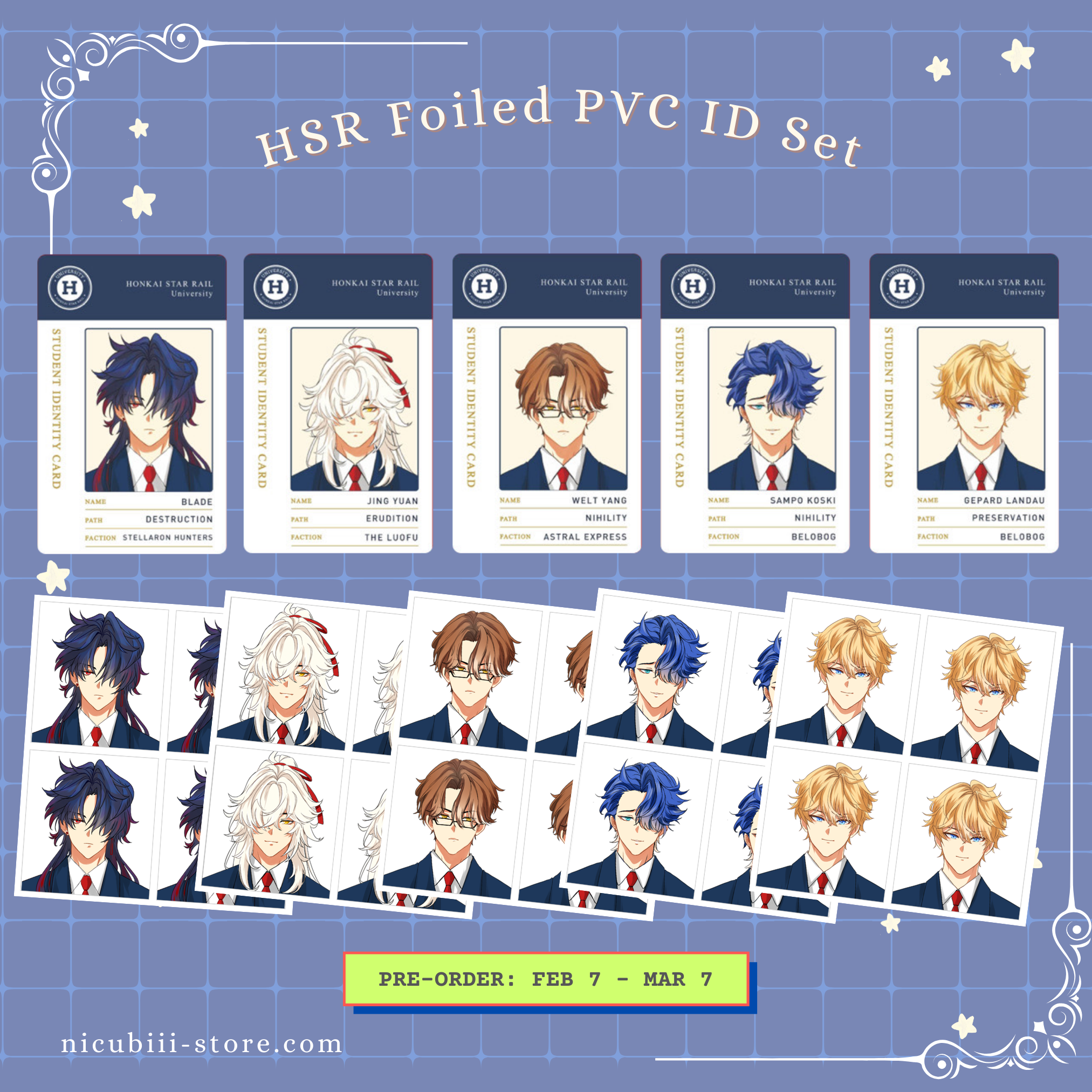 [Pre-order] HSR Gold Foil PVC IDs + Photo Set – nicubiii-studio