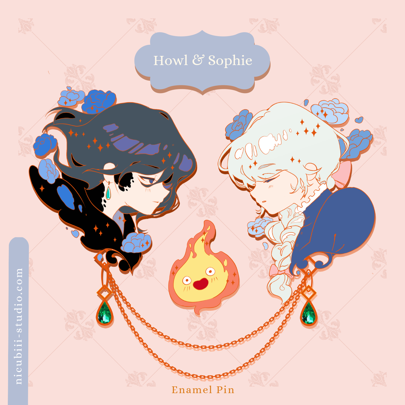 Howl & Sophie Linking Pins (Rosegold) – nicubiii-studio
